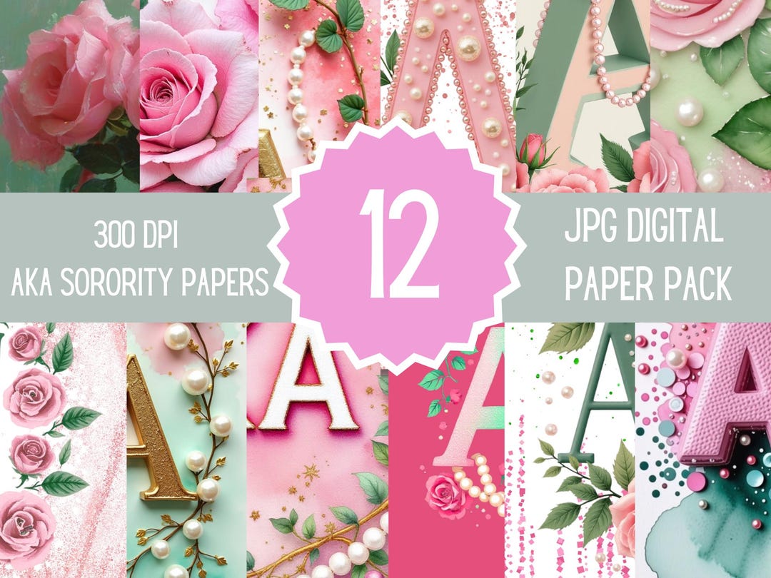 15 AKA Sorority Digital Paper, Printable Paper, Pink Digital Paper Pack ...