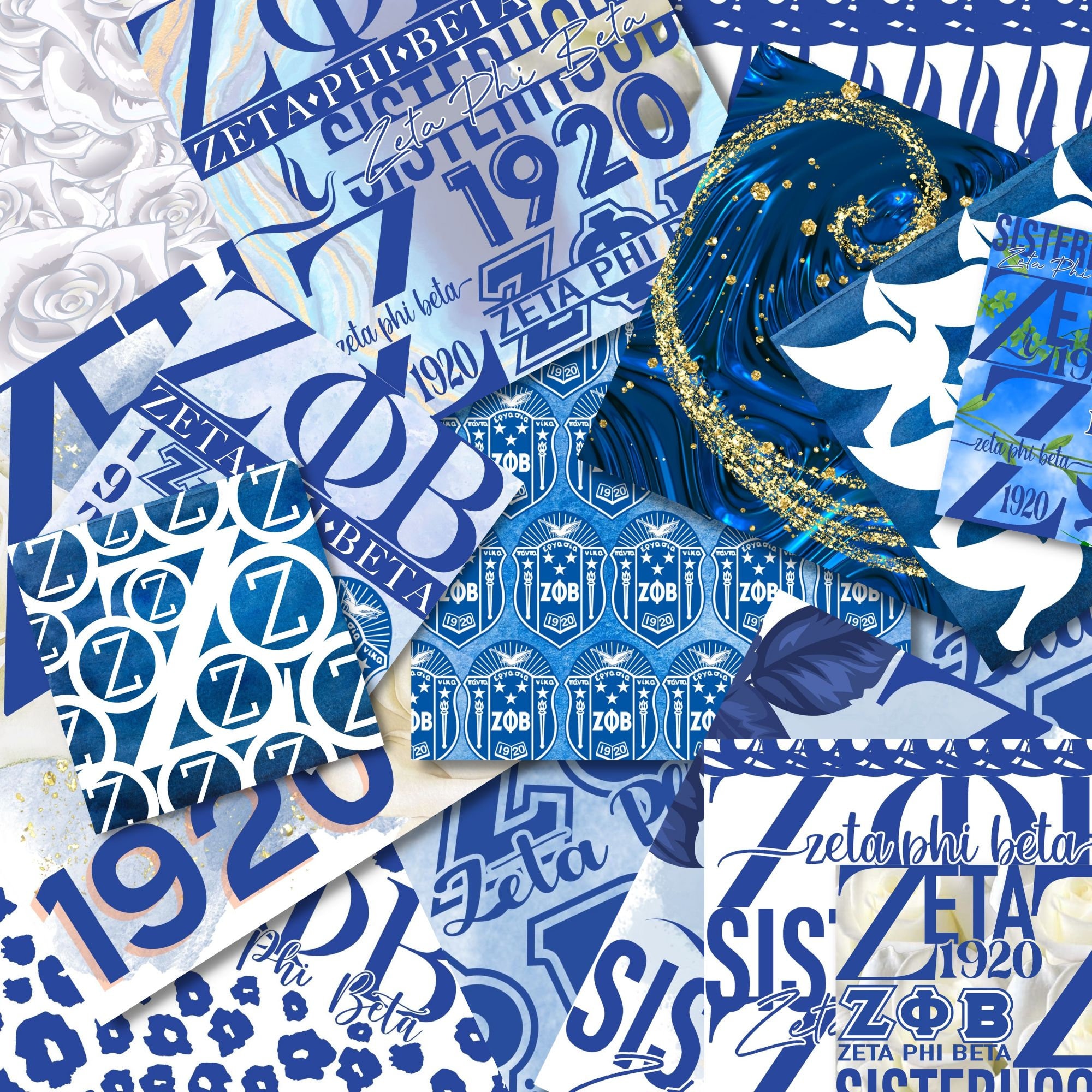 Zeta Phi Beta Digital Paper Pack, Blue & White (digital Download) - Etsy