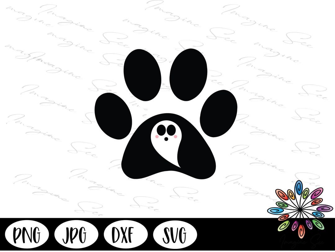 Happy Halloween Svg, Ghost Paw Print Svg. Halloween Svg, Fall Svg ...