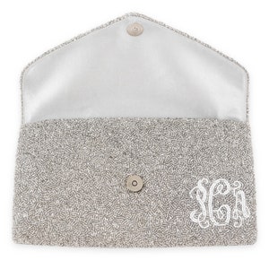 Envelope Custom Beaded Monogram Clutch - Solid Color - Etsy