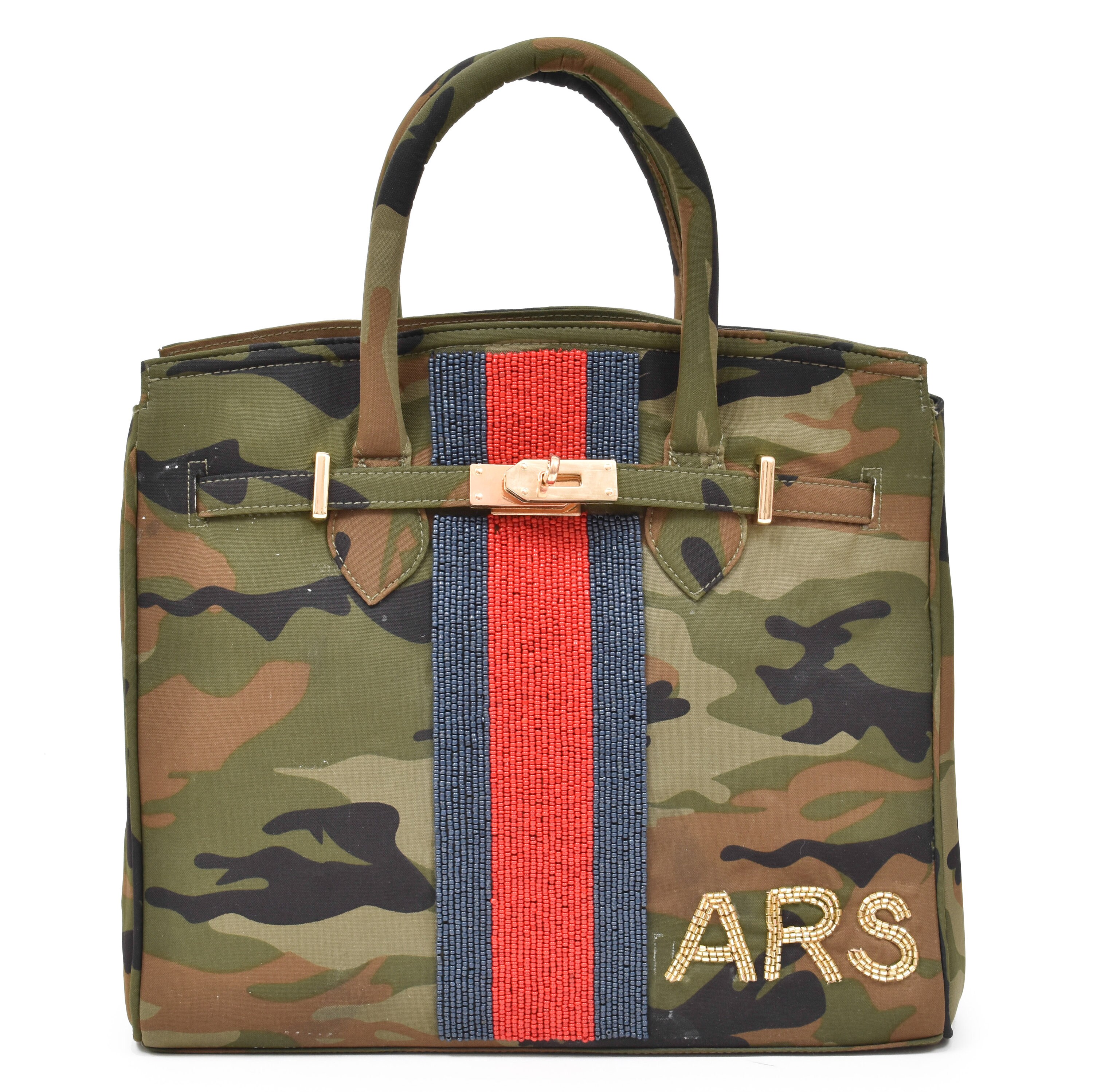 Jane Bag Camo Single Racing Stripe Initials | Etsy