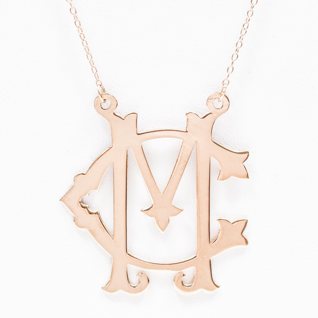 Vintage Interlocking Monogram Necklace - Etsy