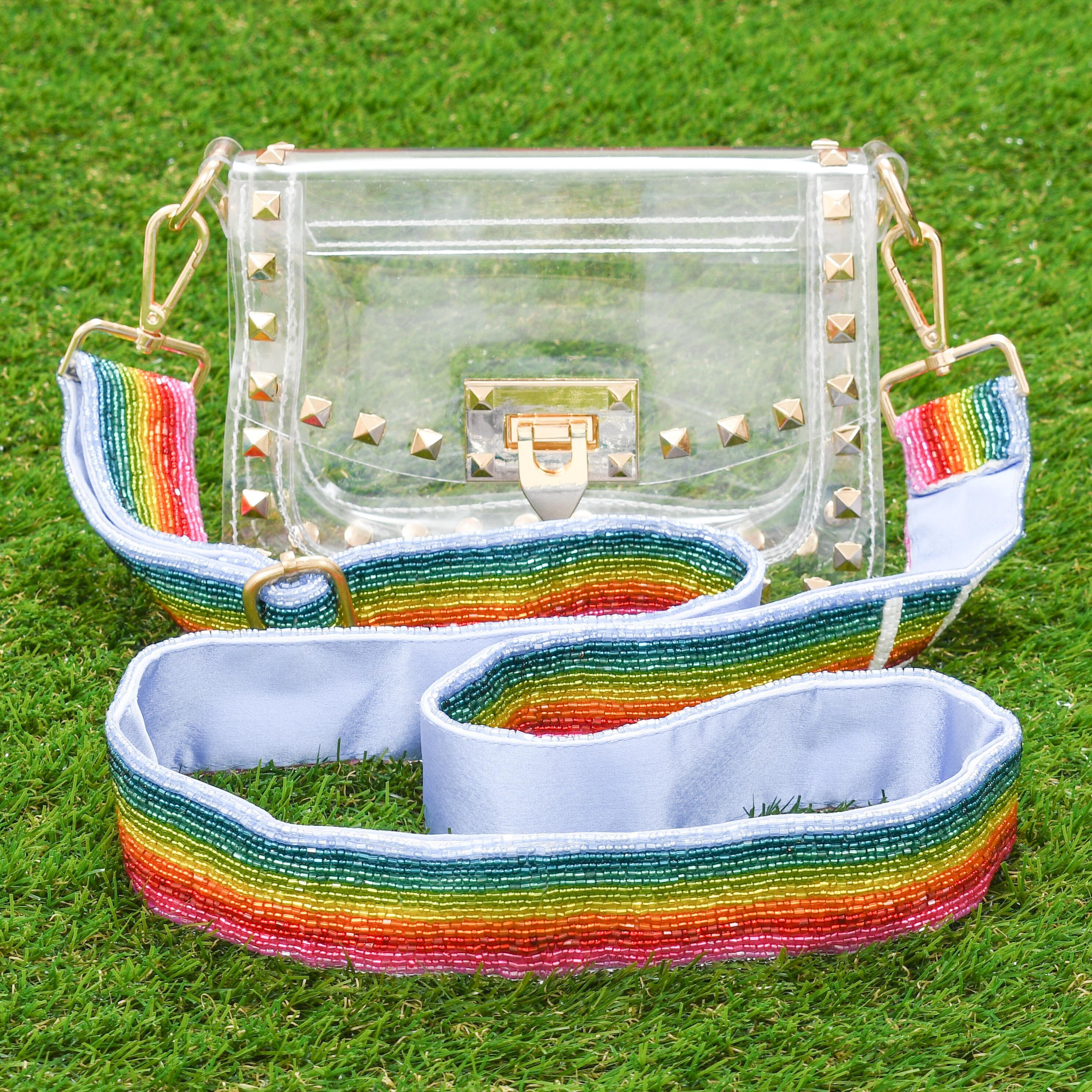 Custom Beaded Metallic Rainbow Purse Strap | Etsy