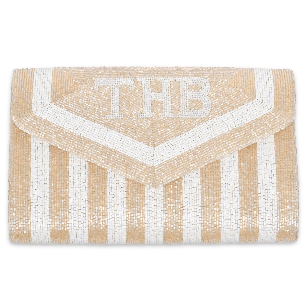 Envelope Custom Beaded Stripe Monogram Clutch - Etsy