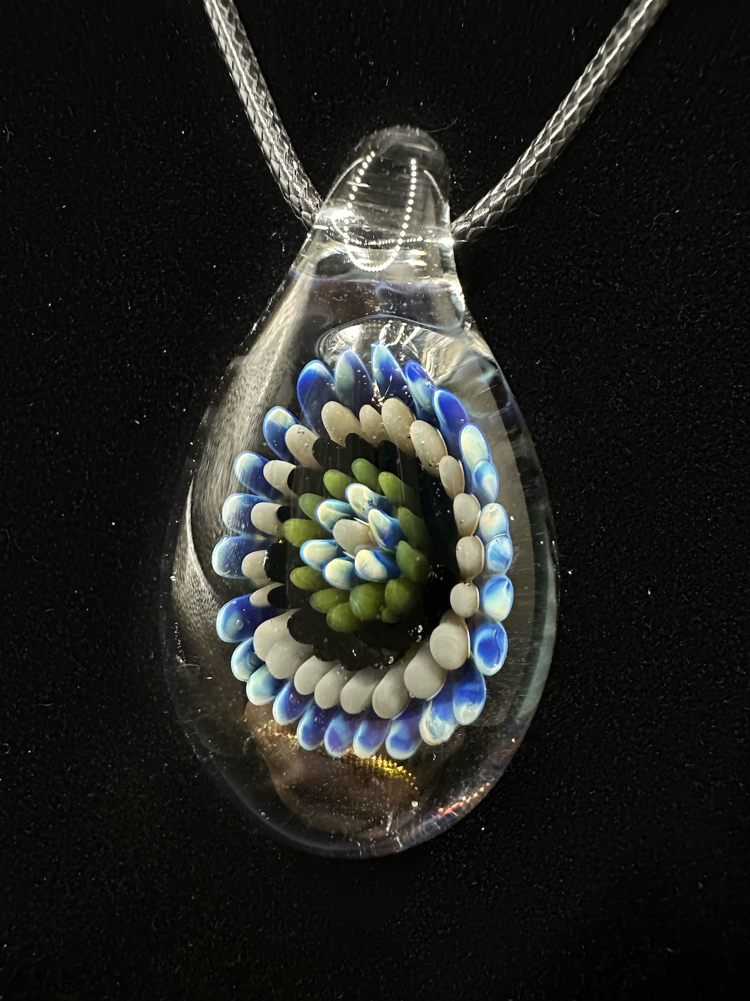 Hand Blown Teardrop Implosion Glass Pendant - Etsy