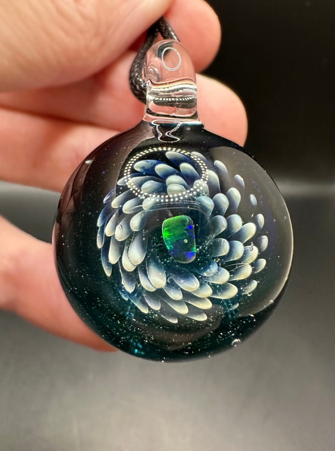 Glass Blown Silver Fumed Implosion Opal Pendant - Etsy
