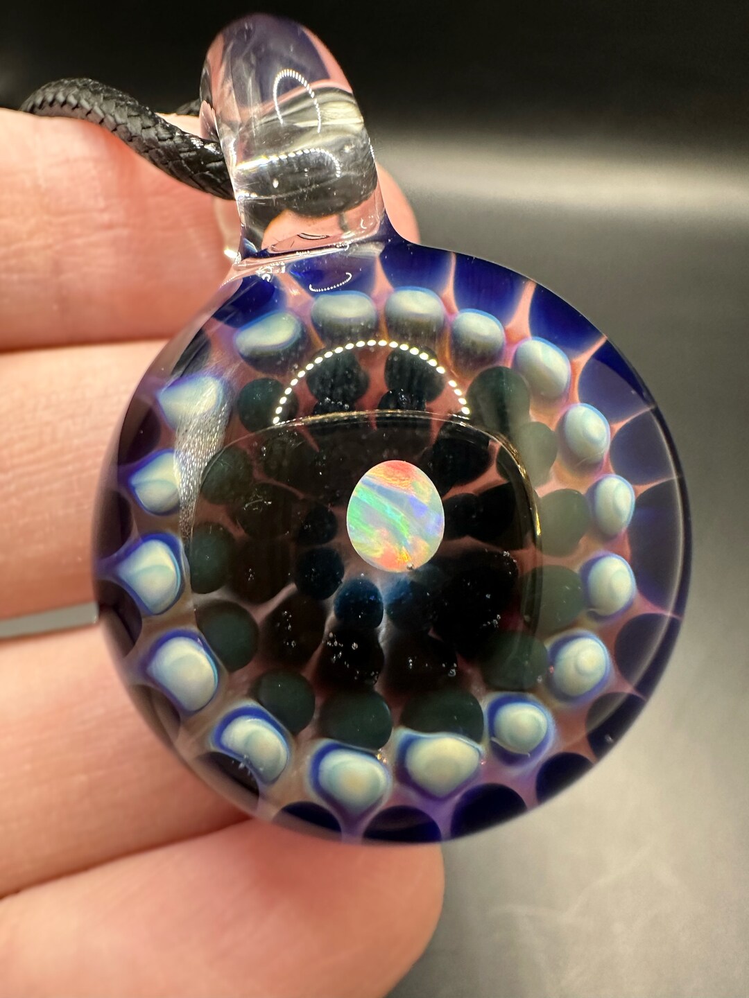 Glass Hand Blown Opal Implosion Pendant - Etsy