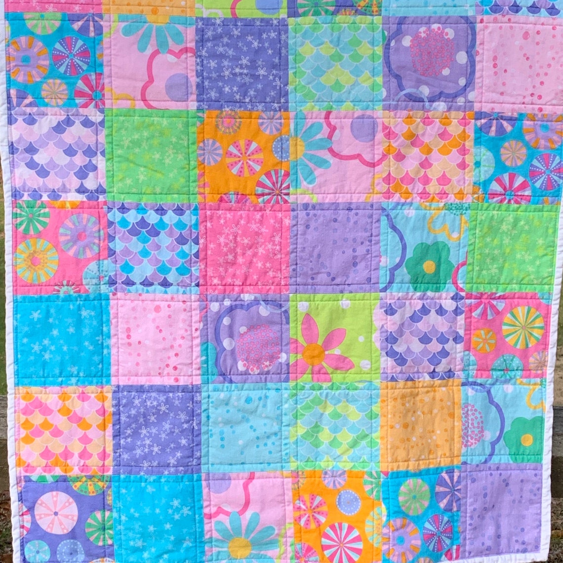 Candy Splash Quilt - Candy Splash Blanket - Bright Baby Quilt - Bold ...