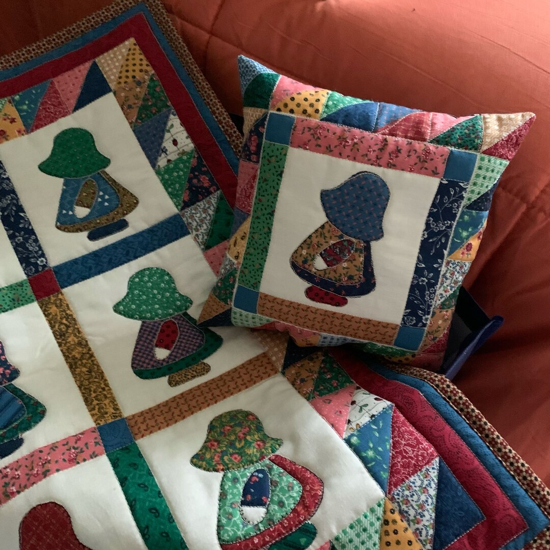 Bonnet Girl Quilt & Pillow Set Hanging Quilt Doll Quilt and Pillow ...