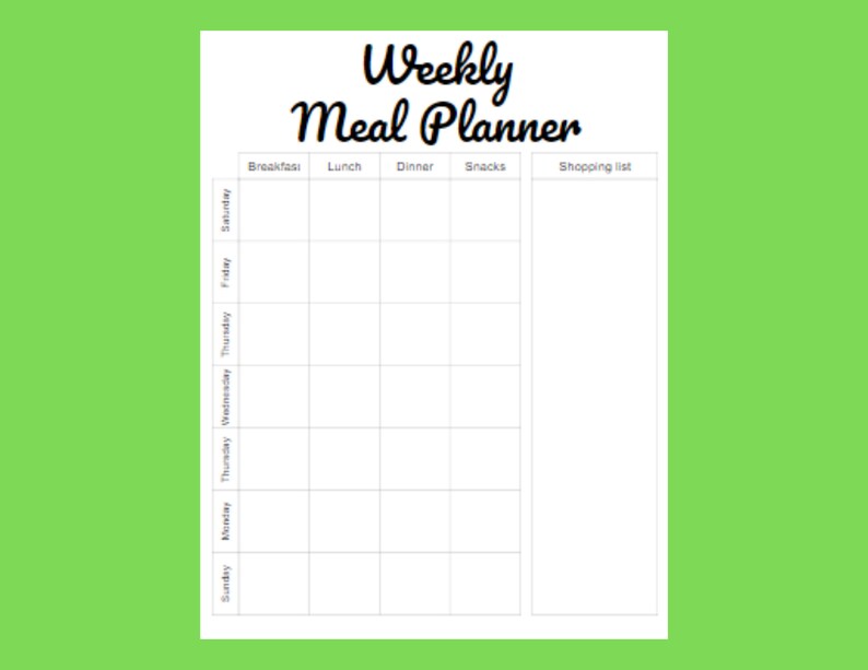 8.5'' X 11 Weekly Planner Printable - Printable Word Searches