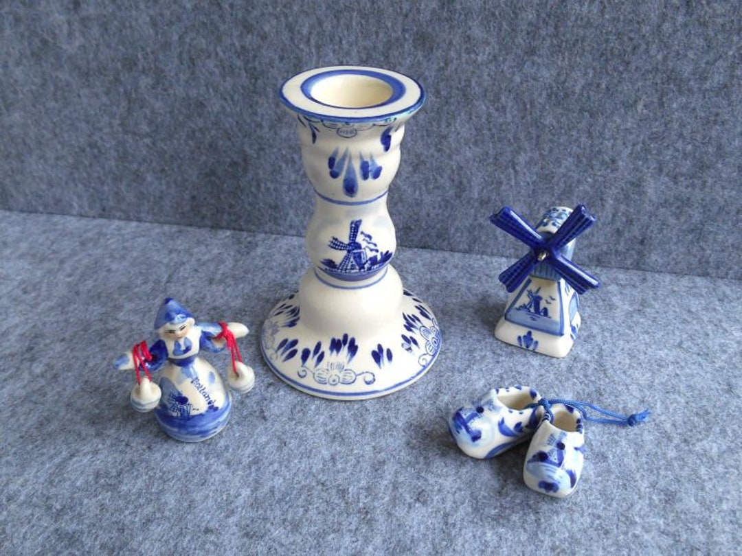 Ceramic Candleholder, Salt Shaker, Mini Klompen, Maiden / Hand Painted ...