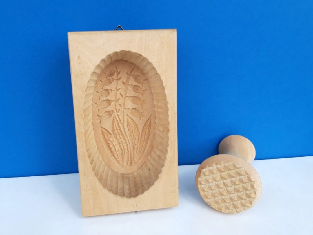 Hand Carved Butter Mould for 500 G With Butter Masher / Maple Wood ...