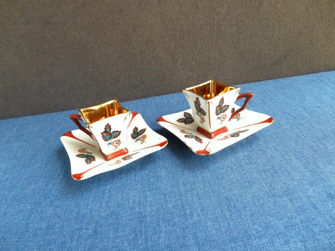 Antique Porcelain Mocca Cups With Saucers / Japan ? / 1900 - 1920 - Etsy