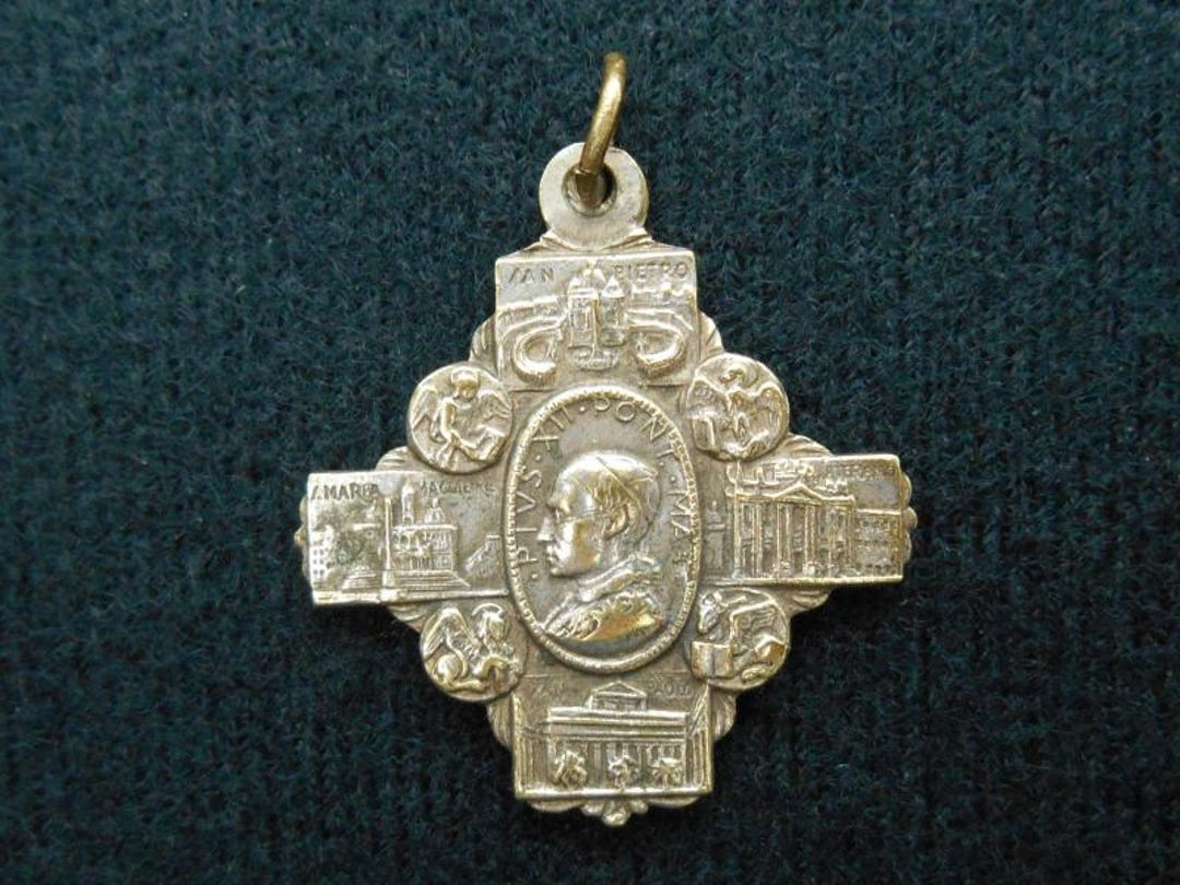 Anno Santo 1950 Cross Pendant: Pius XII, Silver Plate, Italy - Etsy
