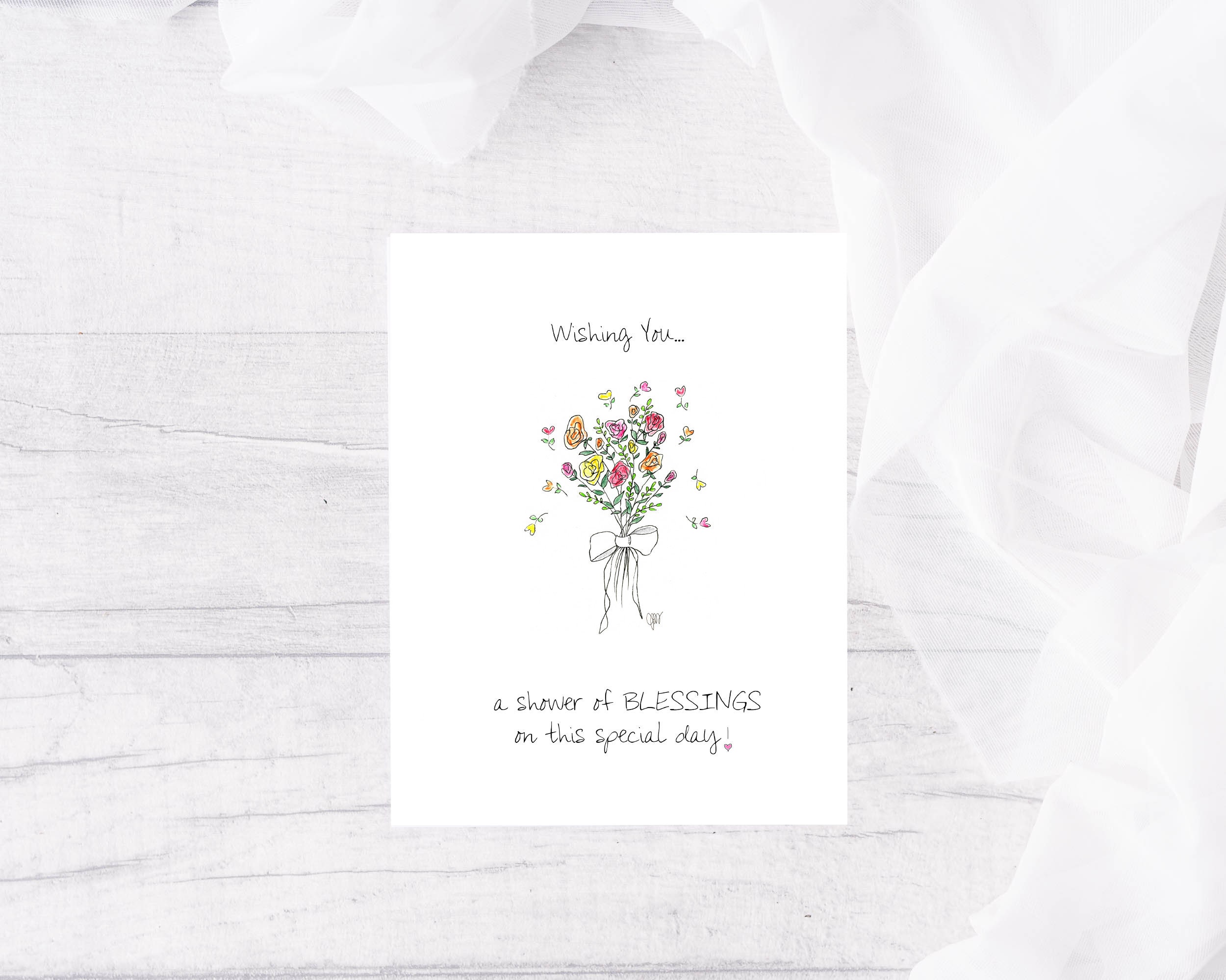 Digital Bridal Shower Card, Wishing You a Shower of BLESSINGS ...