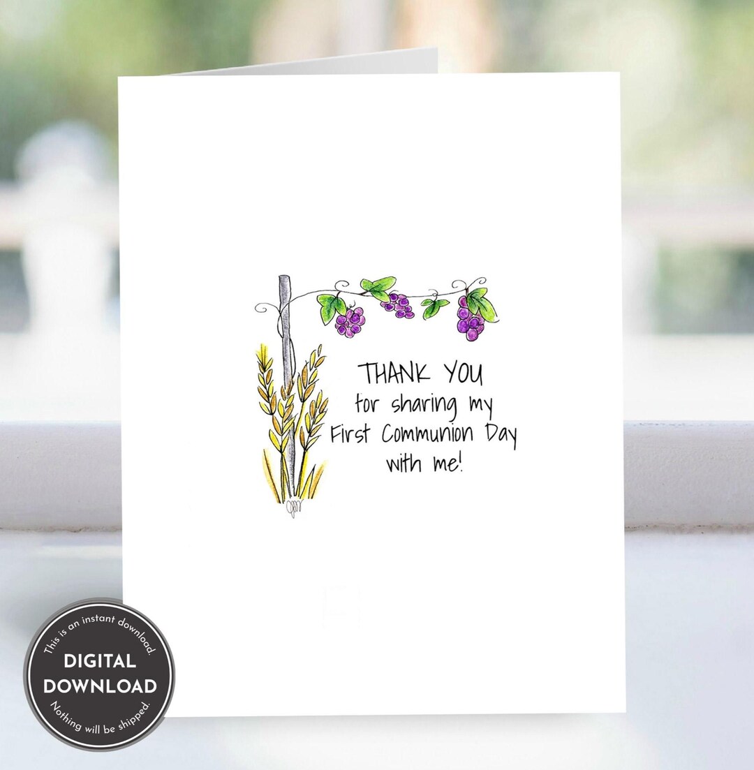 Printable First Holy Communion Thank You Note, Digital Download Cards ...