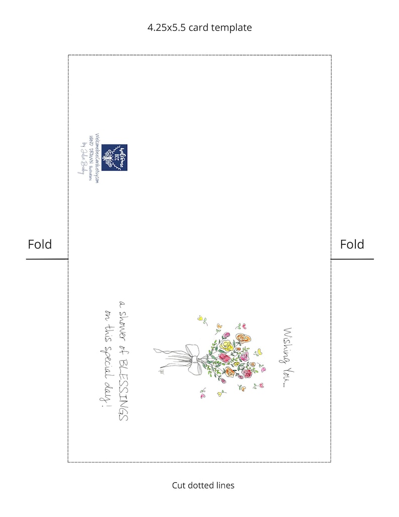 Printable Bridal Shower Card, Boho Design Art, Christian Wedding Note ...