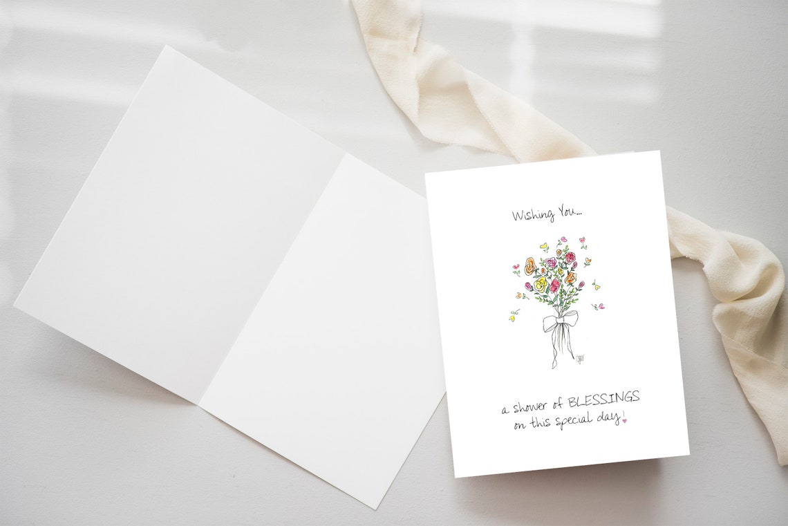 Digital Bridal Shower Card, Wishing You a Shower of BLESSINGS ...