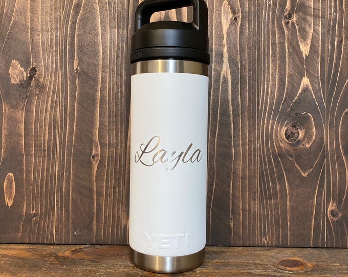 REAL YETI 18 Oz. Laser Engraved White Stainless Steel Yeti With Chug ...