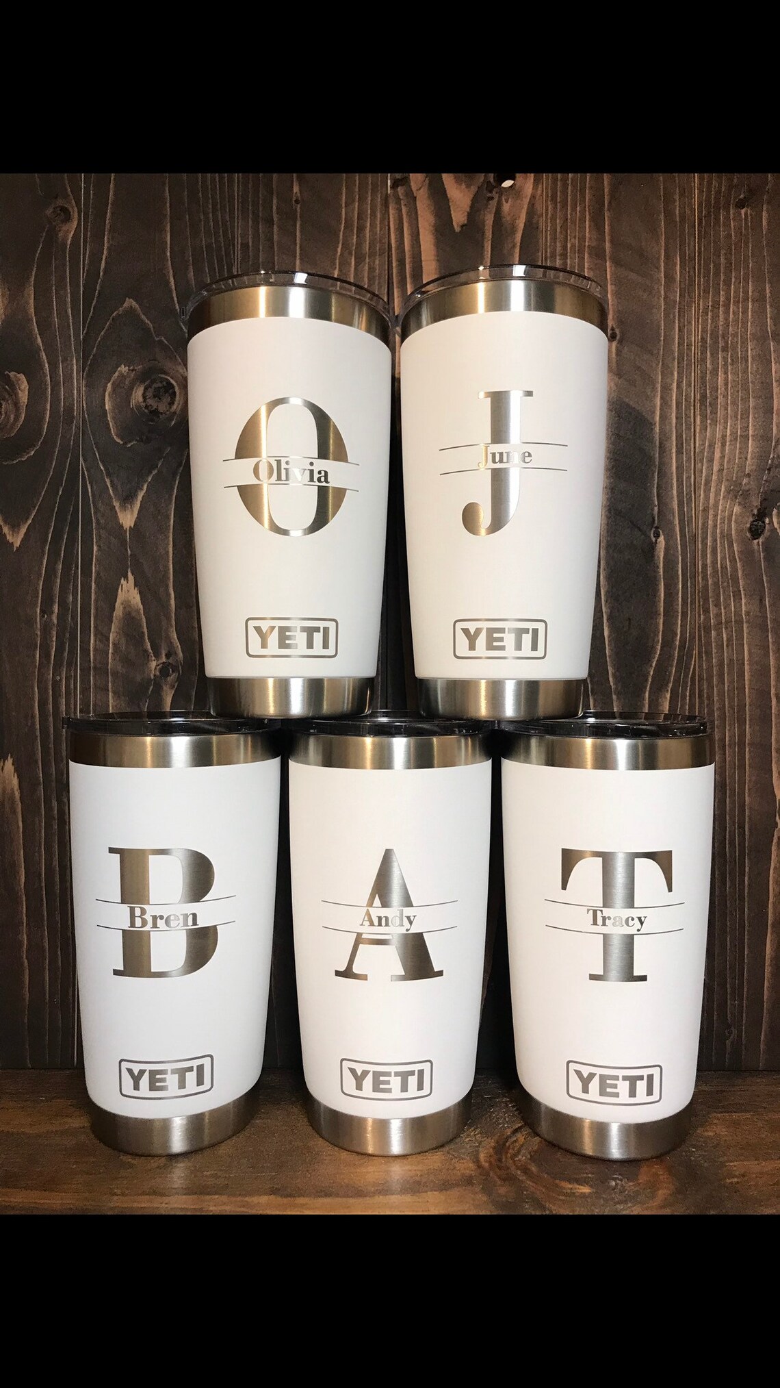 REAL YETI 20 Oz. Laser Engraved White Stainless Steel Yeti Rambler ...