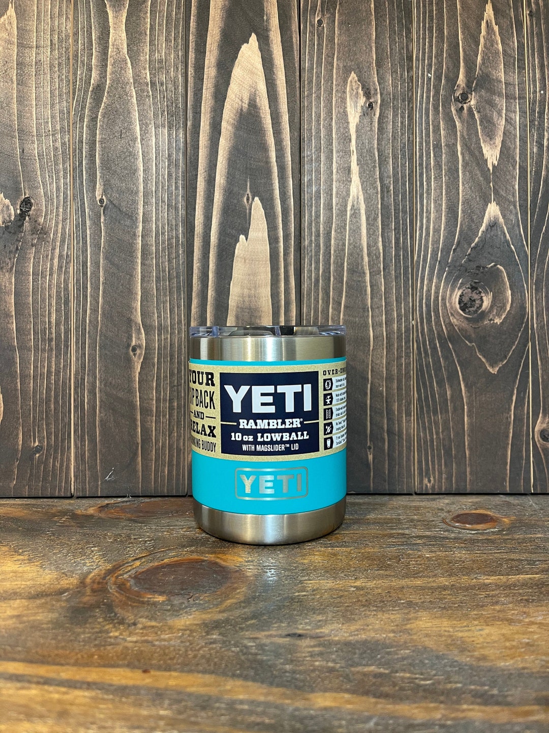 REAL YETI Laser Engraved Aquifer Blue Stainless Steel Yeti 10oz Rambler ...