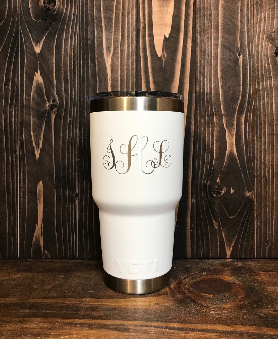 REAL YETI 30 Oz. Laser Engraved White Stainless Steel Yeti Rambler ...