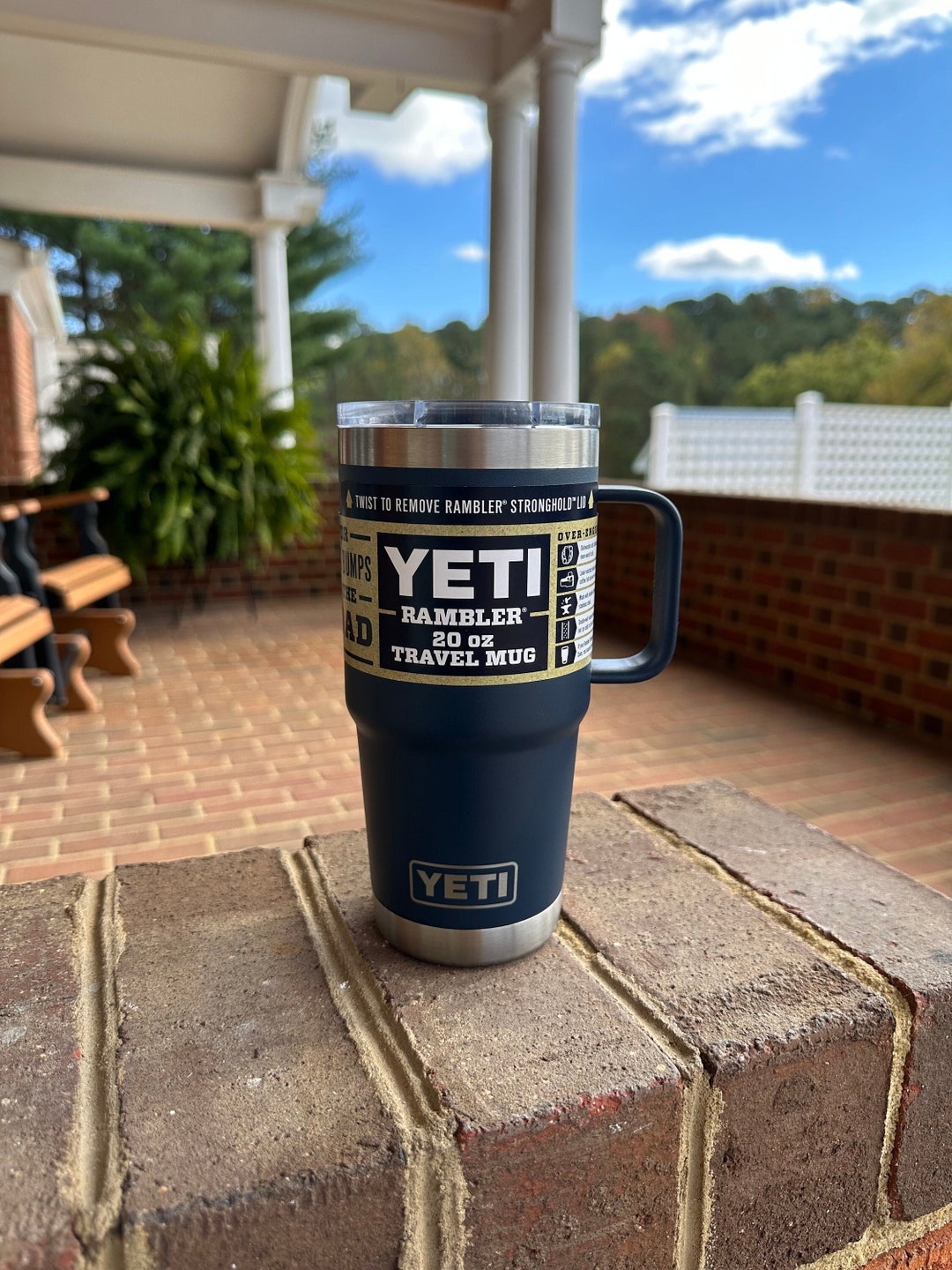 REAL YETI 20 Oz. Travel Mug With Stronghold Lid Laser Engraved Navy ...