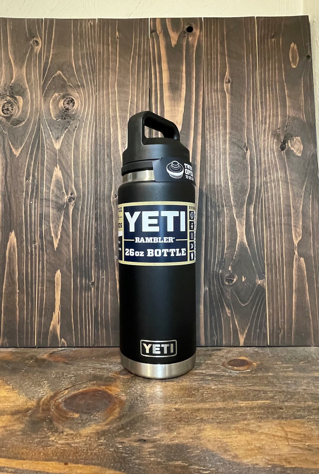 REAL YETI 26 Oz. Laser Engraved Black Stainless Steel Yeti With Chug ...