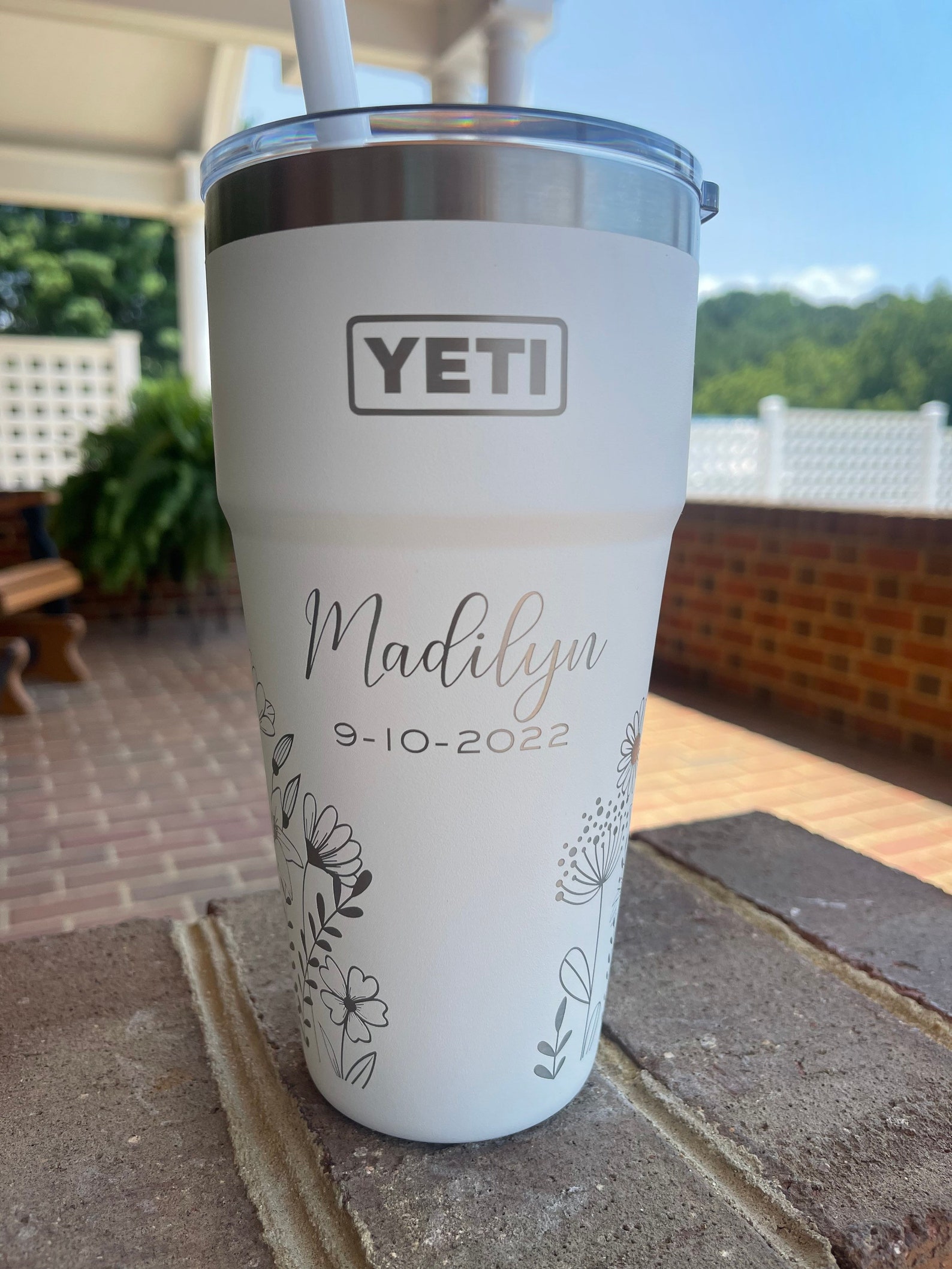 Wildflowers Engraved YETI 26 Oz. Laser Engraved White - Etsy
