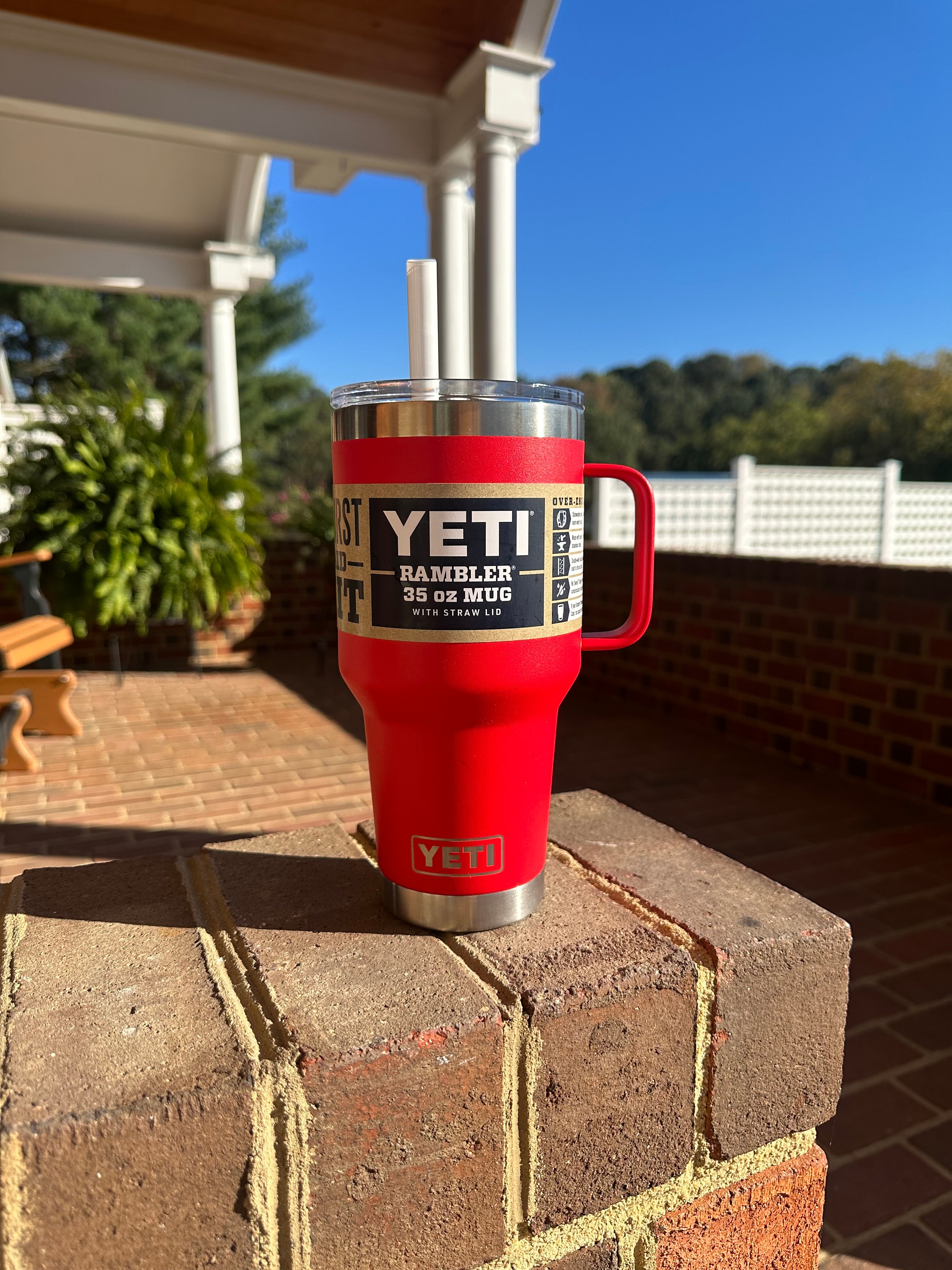 REAL YETI 35 Oz. Rambler With Straw Lid Laser Engraved Rescue Red ...