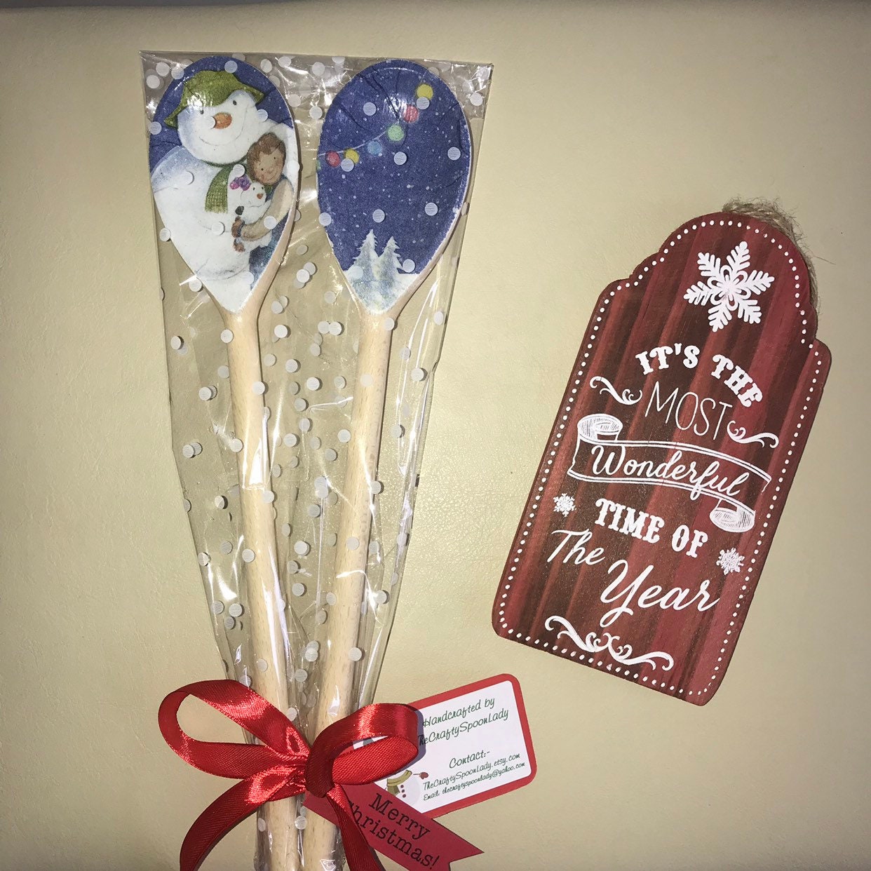 The Snowman and Snowdog Wooden Spoon Kitchen Decor Accessories Teacher ...