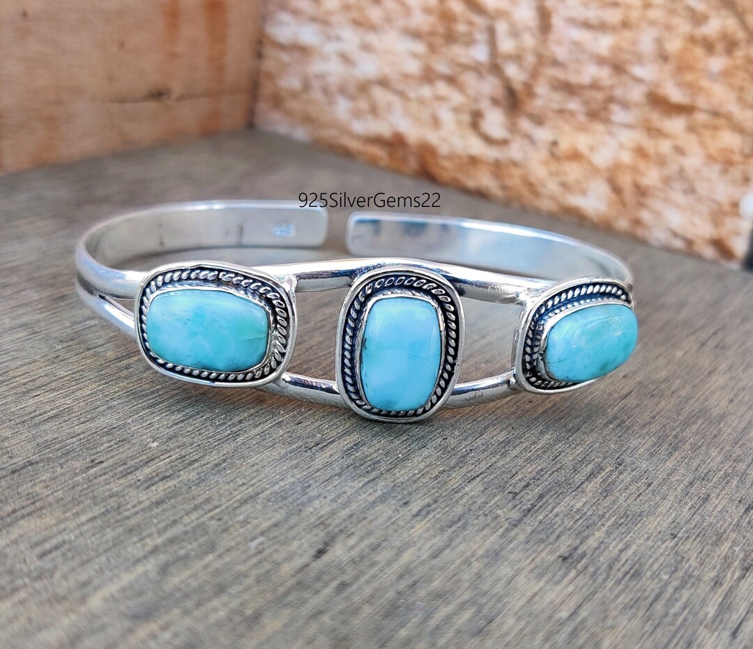 Larimar Bangle, Larimar Bracelet, Larimar Jewelry, Handmade Bangle ...