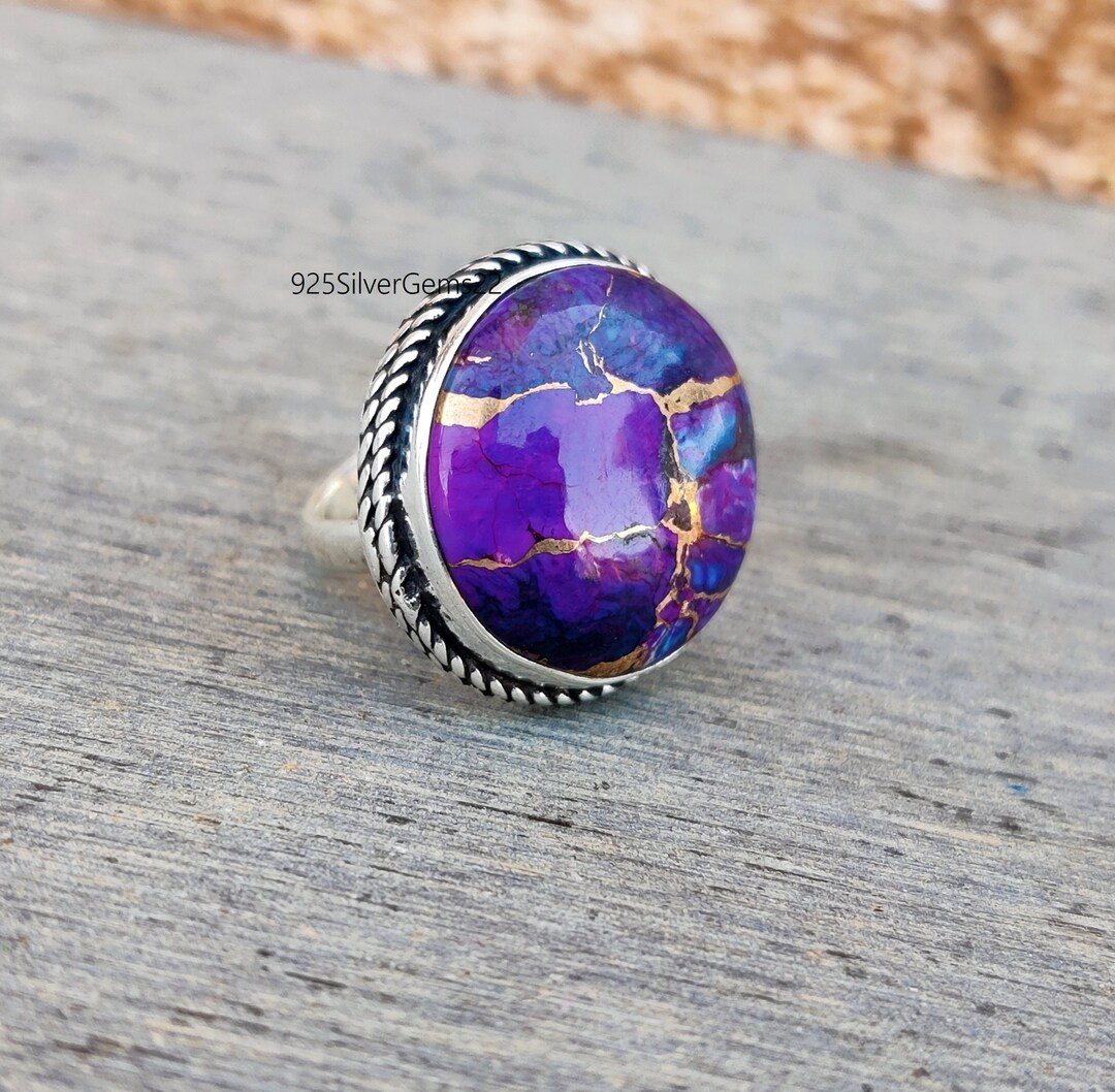 Purple Copper Turquoise Ring, Handmade Ring, Purple Turquoise Jewelry ...