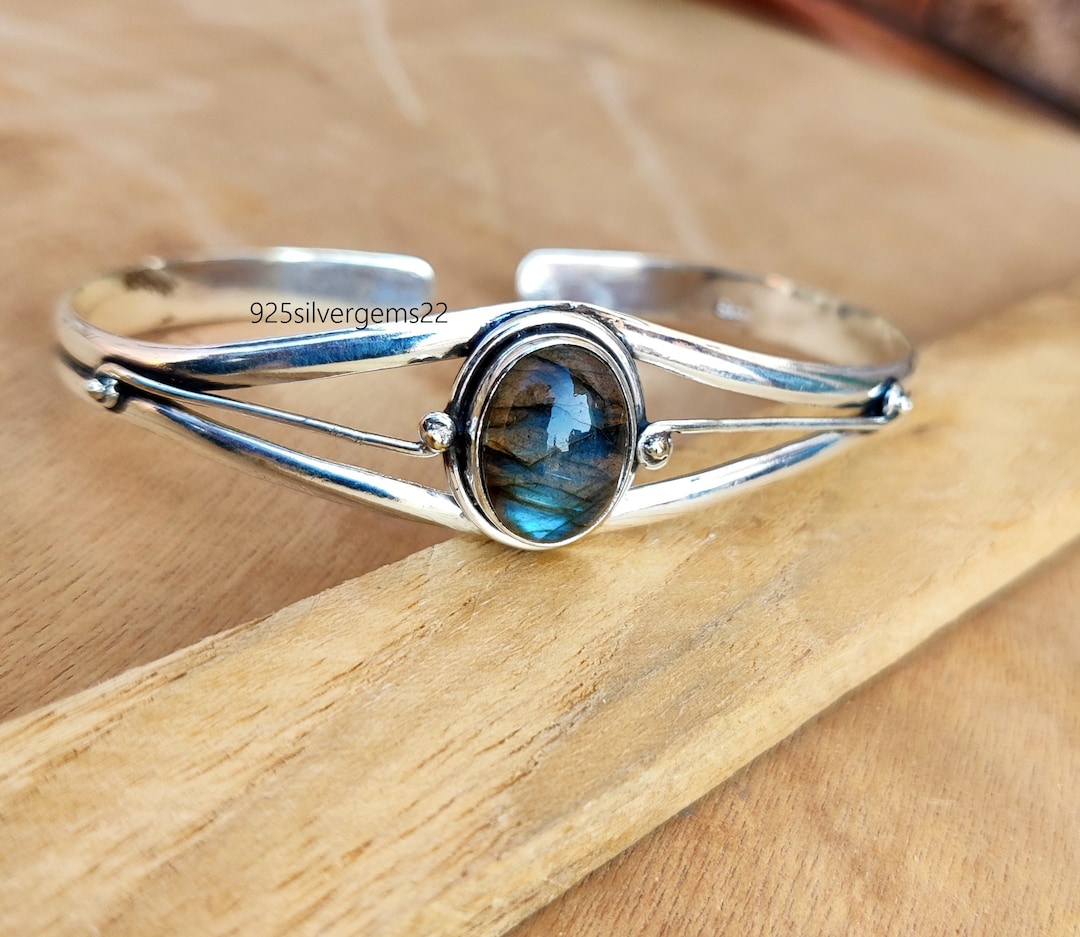 Labradorite Bangle, Labradorite Bracelet, 925 Sterling Bangle, Handmade ...