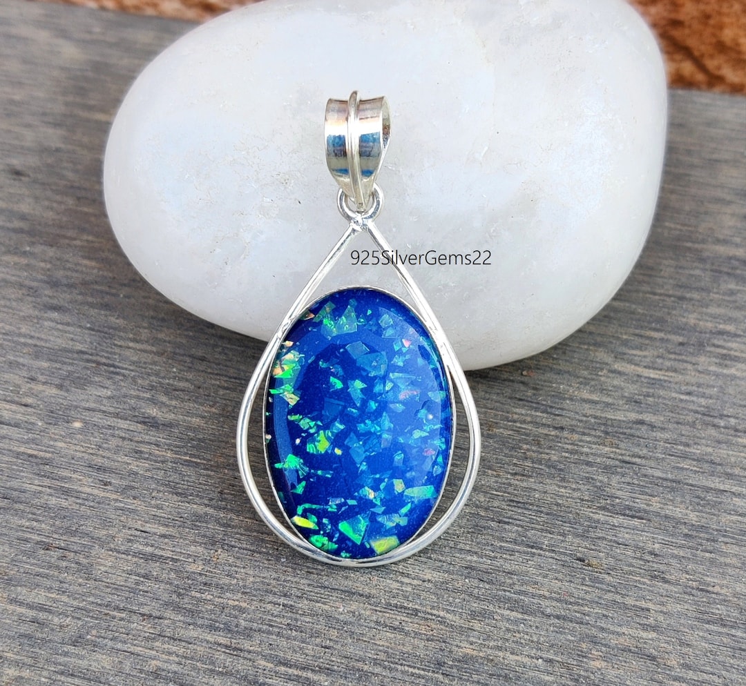 Handmade Australian Opal 925 Sterling Silver Pendant - Etsy