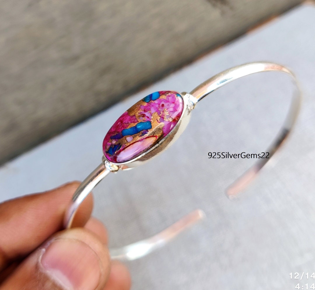 Pink Copper Turquoise Bracelet, Handmade Bracelet, Pink Turquoise ...
