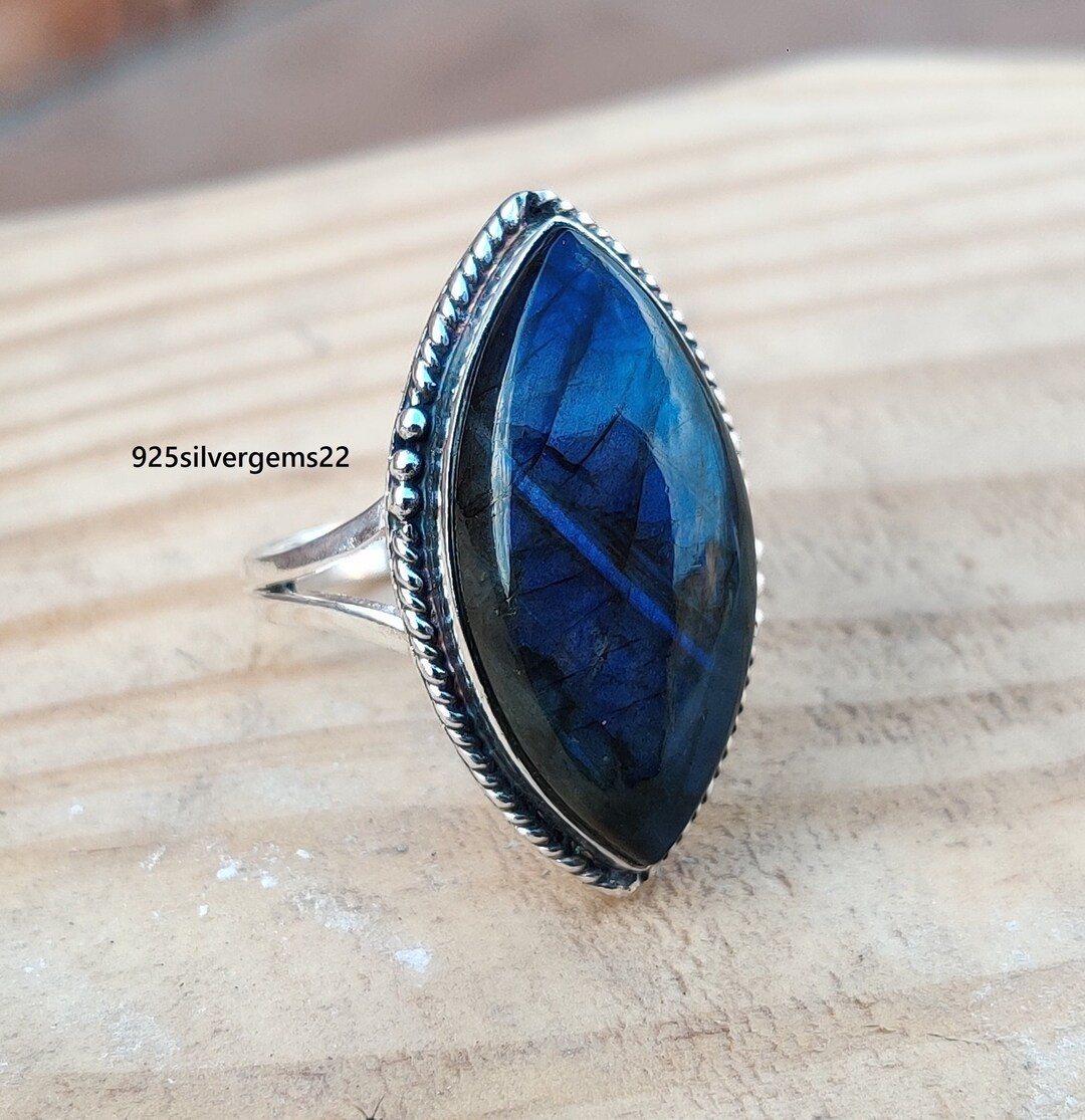Labradorite Ring, Gemstone Ring, Blue Fire Ring, Labradorite Jewelry ...