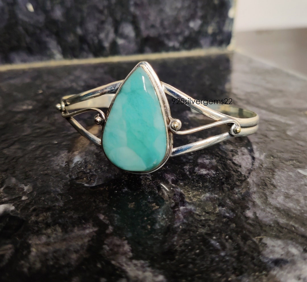 Larimar Bangle, Larimar Bracelet, 925 Sterling Silver Bangle, Larimar ...