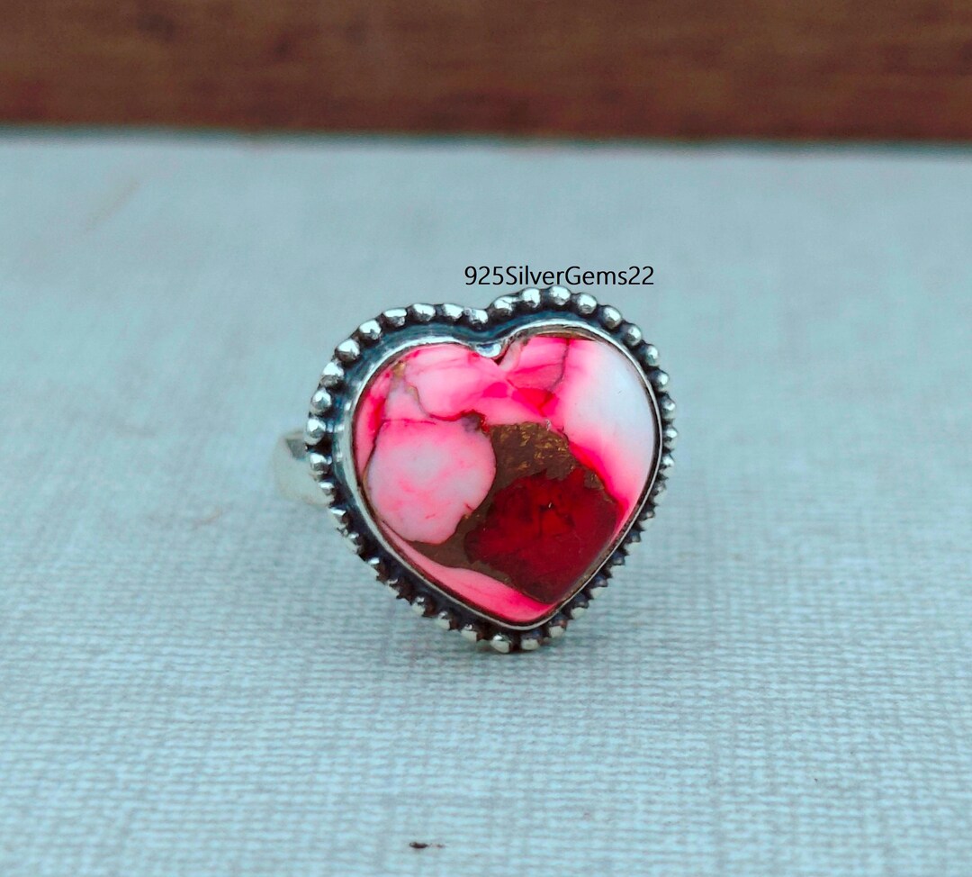 Red Rose Dahlia Turquoise Ring, Heart Shape Ring, Kingsman Turquoise ...