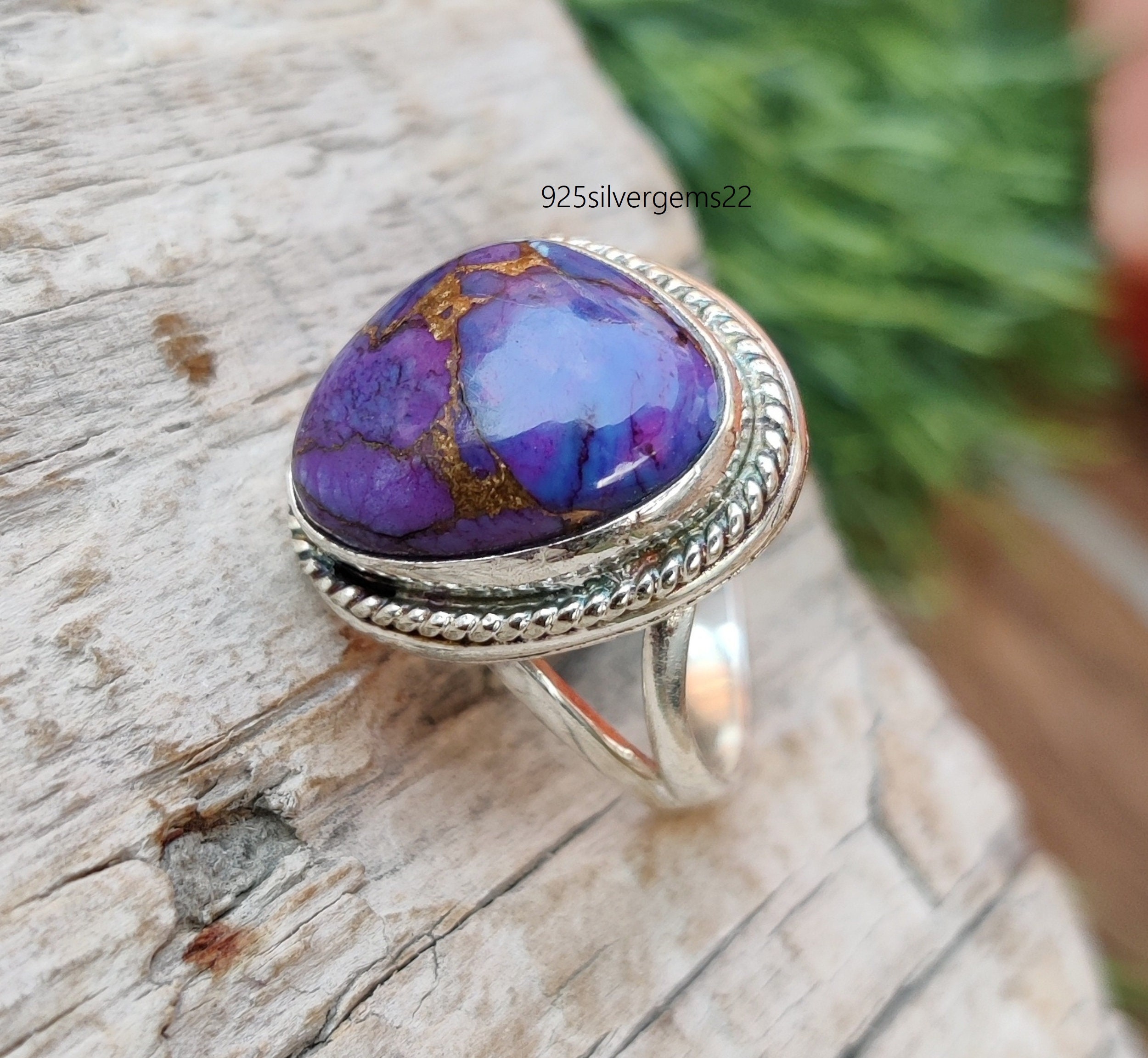 Purple Copper Turquoise Ring Handmade Ring Purple Turquoise - Etsy