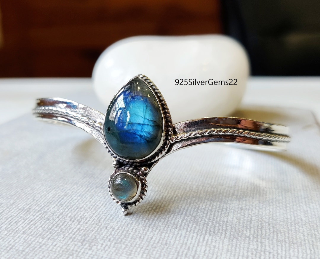 Labradorite Bangle, Labradorite Bracelet, 925 Silver Sterling Bangle ...