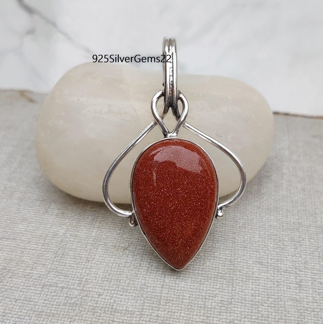 925 Sterling Silver Sunstone Pendant, Statement Jewelry - Etsy