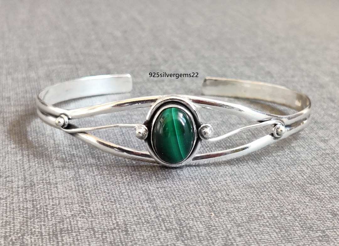 Malachite Bangle, Adjustable Bangle, Malachite Bracelet, Malachite ...
