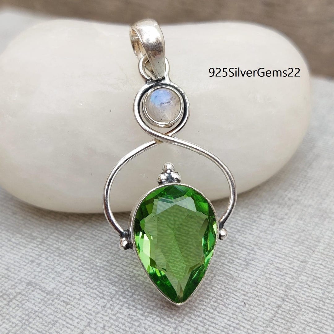 Peridot Pendant, Moonstone Pendant, Silver Pendant, Gemstone Jewelry ...