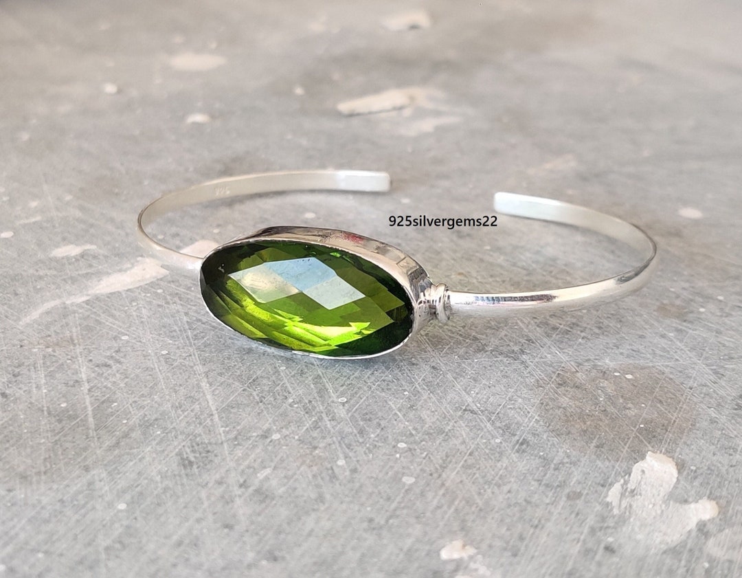 Peridot Bangle, Women Bangle, Handmade Bangle, Adjustable Bangle ...