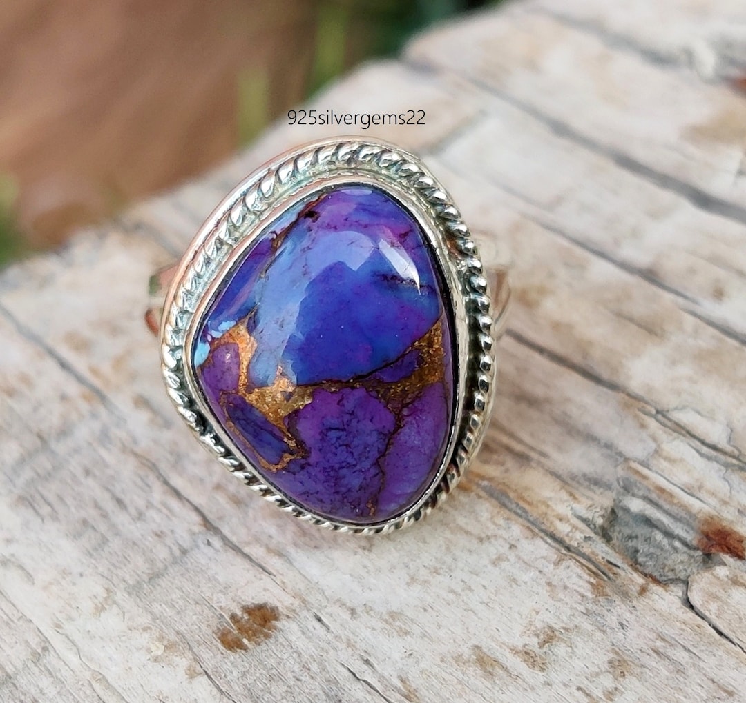 Purple Copper Turquoise Ring, Handmade Ring, Purple Turquoise Jewelry ...