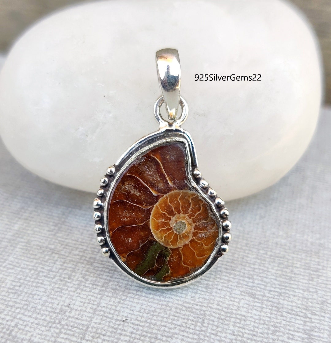 Ammonite Fossil Pendant 925 Sterling Pendant Ammonite Fossil - Etsy