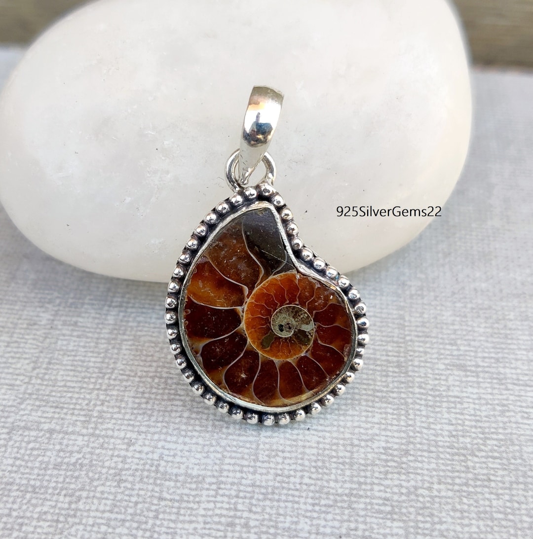 Ammonite Fossil Pendant, 925 Sterling Pendant, Ammonite Fossil Jewelry ...