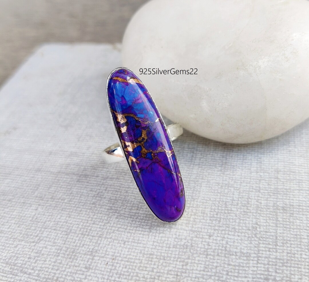 Purple Copper Turquoise Ring, Handmade Ring, Turquoise Ring, Purple ...