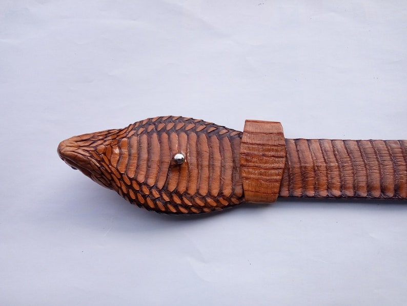 Genuine Real Cobra Snake Skin Leather and Head Belt Handmade - Etsy